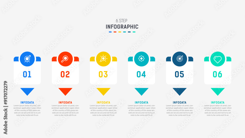 Business infographics design for Six Step, option, parts or process ...