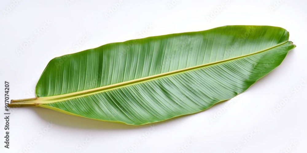 Green banana leaf. fresh whole banana leaf isolated on white background ...
