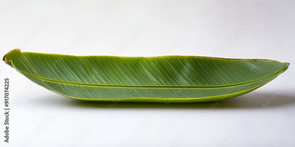 Green banana leaf. fresh whole banana leaf isolated on white background ...