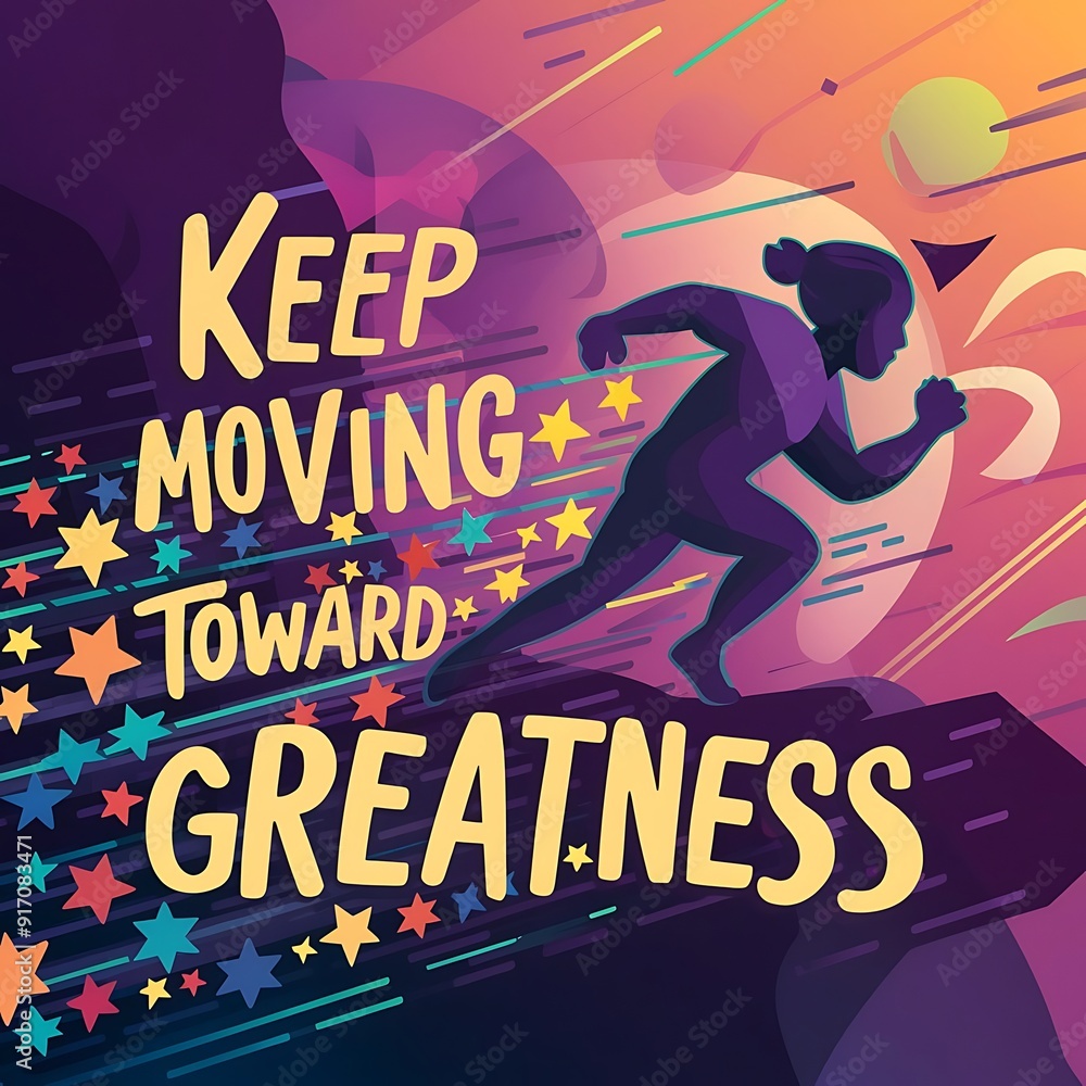 Keep moving toward greatness colorful background and text (T-shirt ...