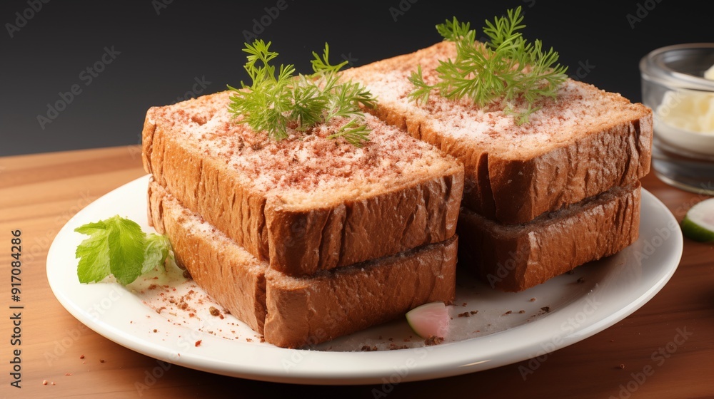 Scrapple captured up close, highlighting its rich textures, front view ...