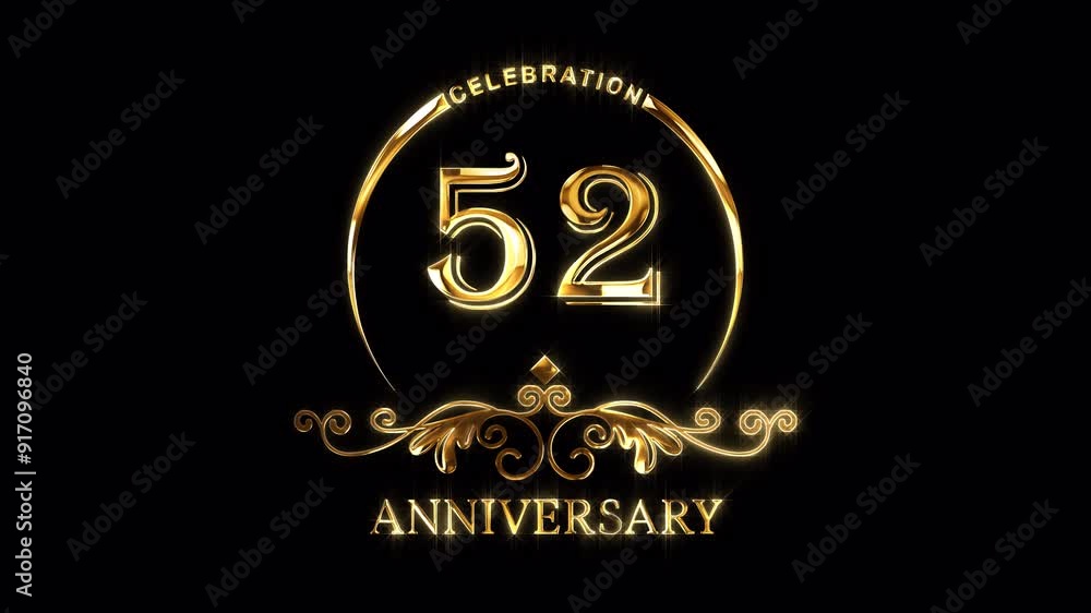 52nd Anniversary Celebration. Happy 52 Years Anniversary Animation in ...