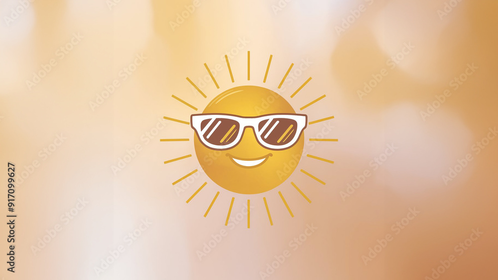 Sunny illustration featuring a smiling sun wearing sunglasses ...