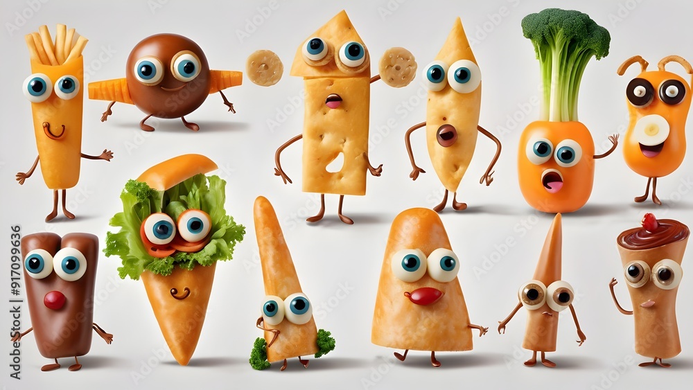 food characters create quirky cartoonish figures from each type of food ...