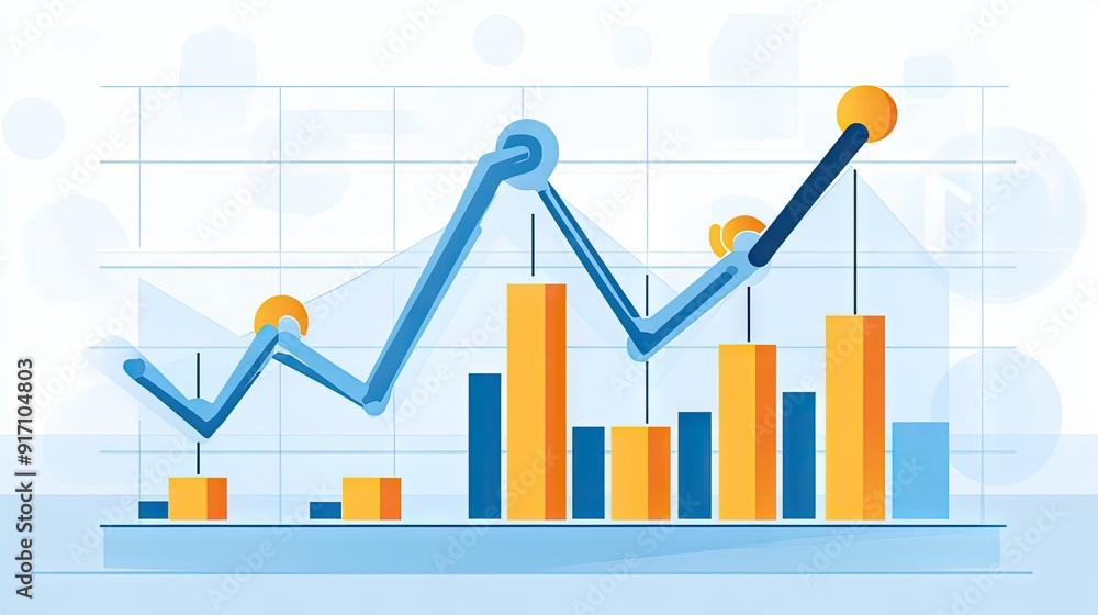 Financial success depicted through a barometer-style chart with rising ...