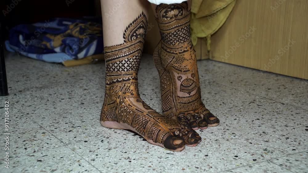 Mumbai, India 23rd July 2024: Close-up shots of an Indian bride getting ...