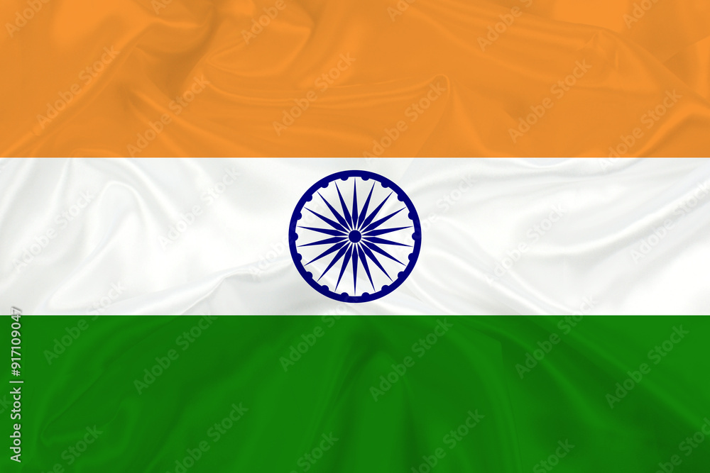 India flag fabric texture background, Closeup of silky Indian flag ...