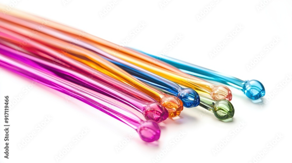 Colorful glass rods arranged in a fan shape, showcasing vibrant hues ...