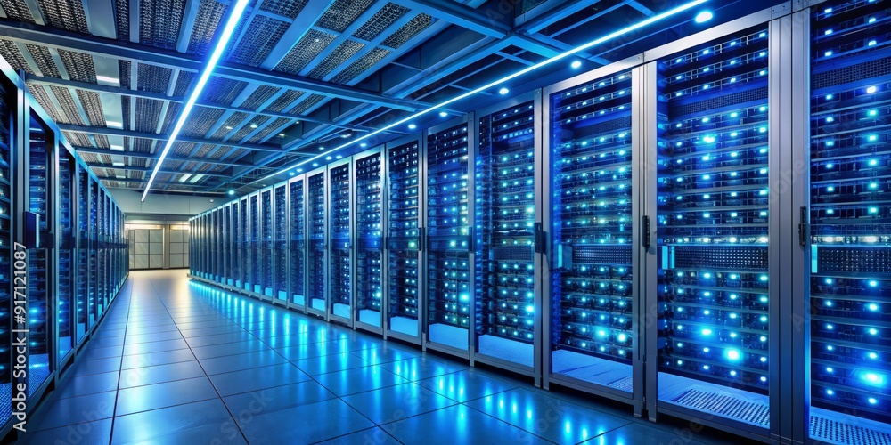 Rows of humming servers and blinking routers line the aisles of a state ...