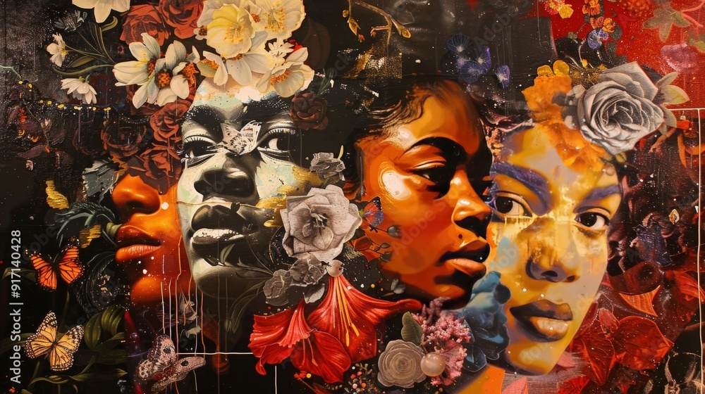 Imagine a gallery exhibition showcasing artwork that explores themes of ...