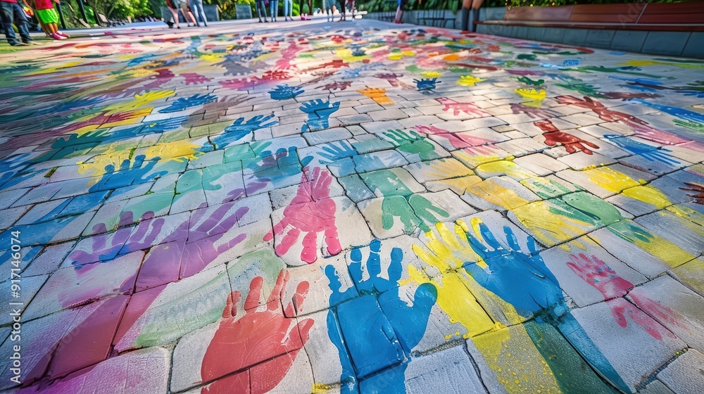 Imagine an art installation where visitors contribute handprints to a ...