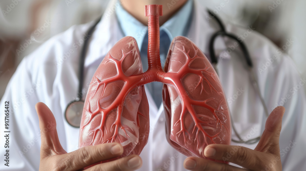 Doctor shows the anatomy of a smoker's lungs for diseases like lung ...
