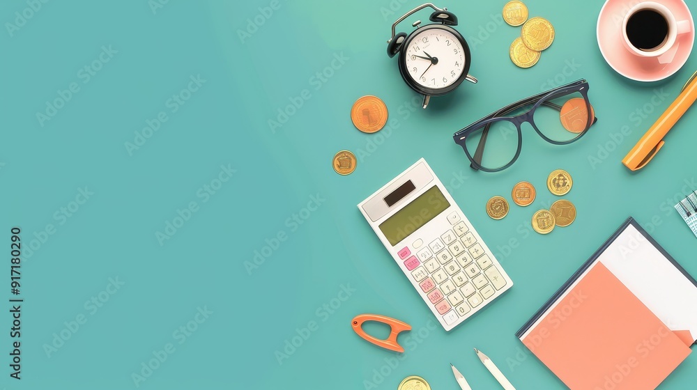 Budget-themed flat design wallpaper with ample copy space, clean and ...