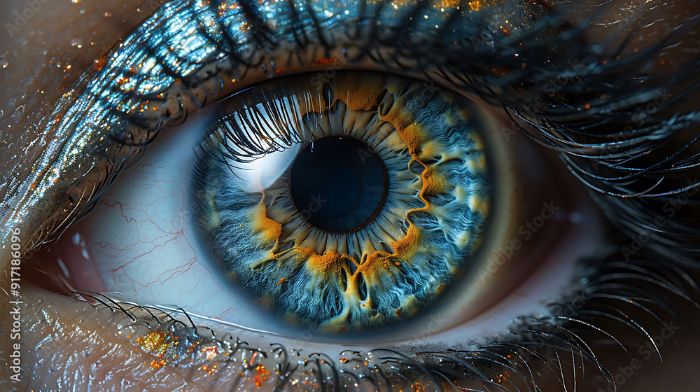 Artistic representation of human eye's anatomy emphasizing the ...