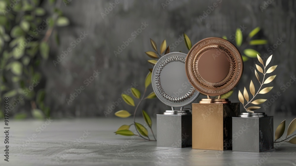 Sophisticated podium design for award ceremonies, with gold, silver ...