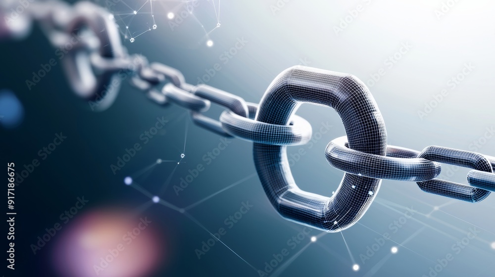 Flat design of interconnected blocks with icons for transactions ...