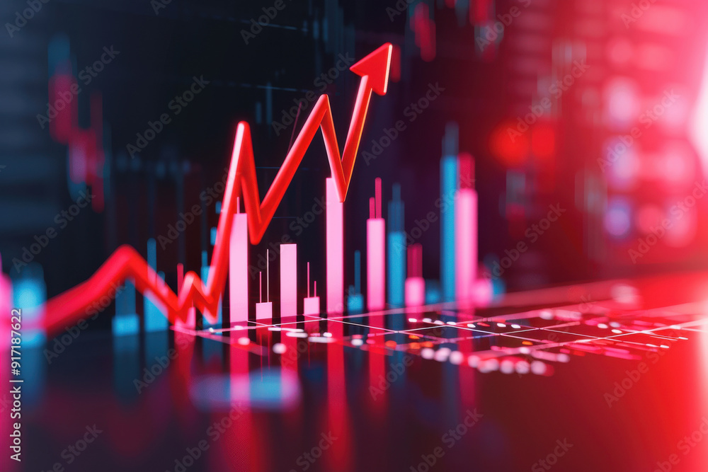 Dynamic financial chart showing upward trend with colorful graphs and ...