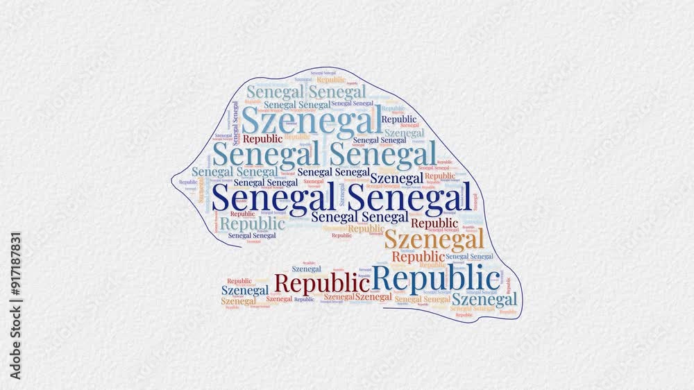 Senegal logo animation. Senegal boundary word cloud animation. Video of ...