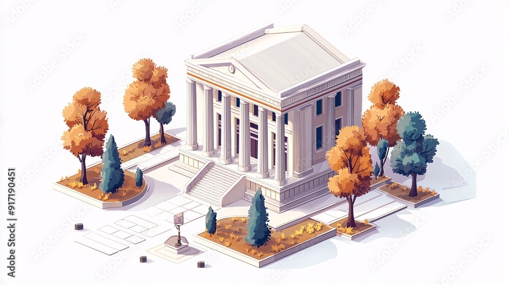 Visually Engaging Isometric Flat Design of a Modern Courtroom ...