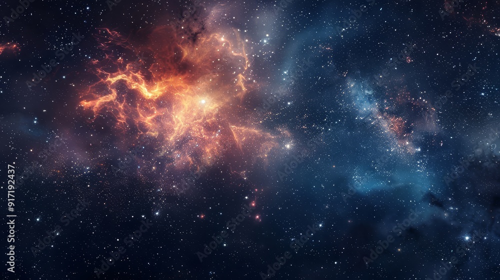 Cosmology-inspired wallpaper with ample copy space, featuring a flat ...