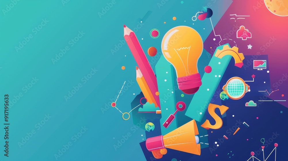 Entrepreneurship-themed wallpaper with ample copy space, flat design ...