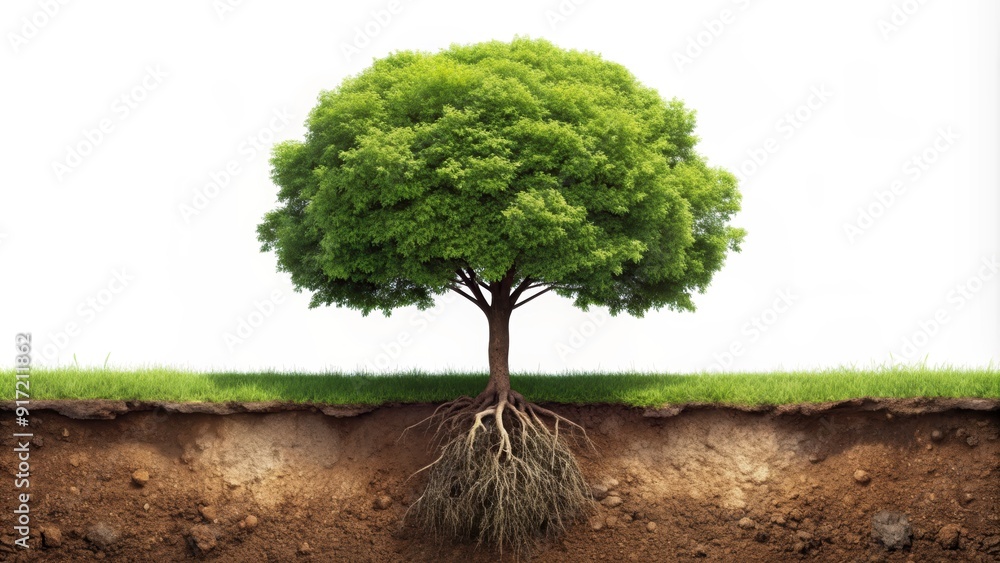 Educational Botanical Image Showing Cross Section of Earth with Tree ...