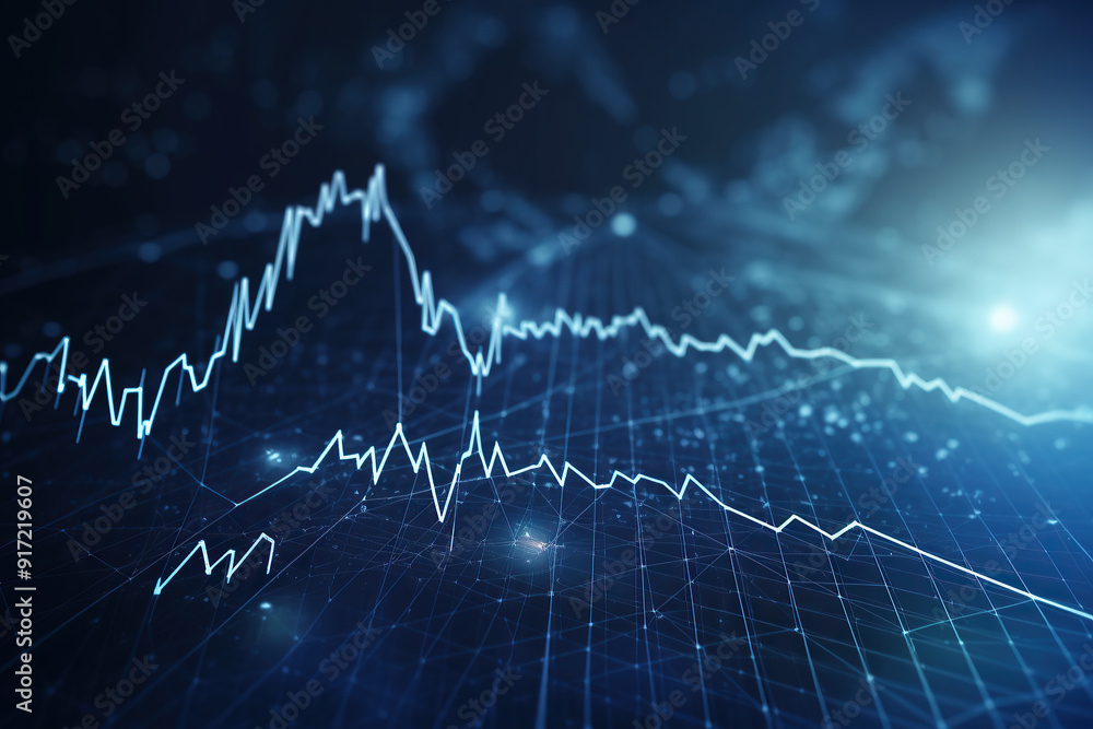 generated illustration of Financial chart with up trend line graph ...