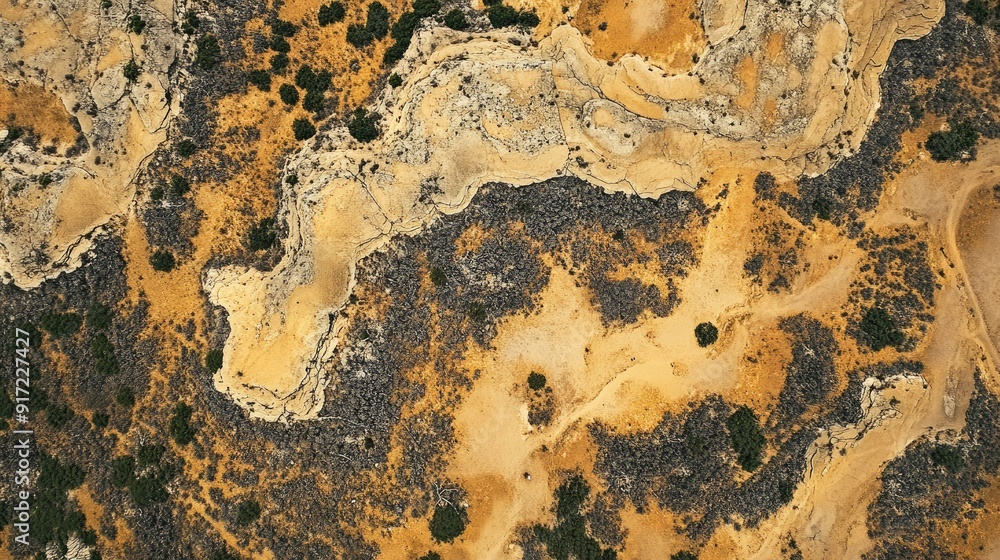 An aerial image processed into a GIS map, displaying terrain features ...