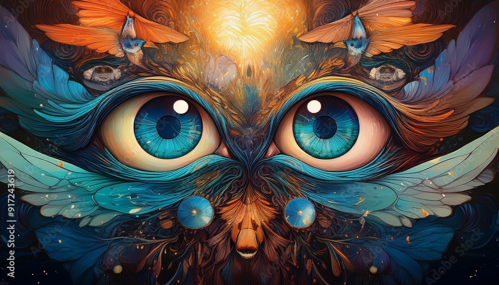 Metamorphosis concept Illustration of eyes transforming into something ...