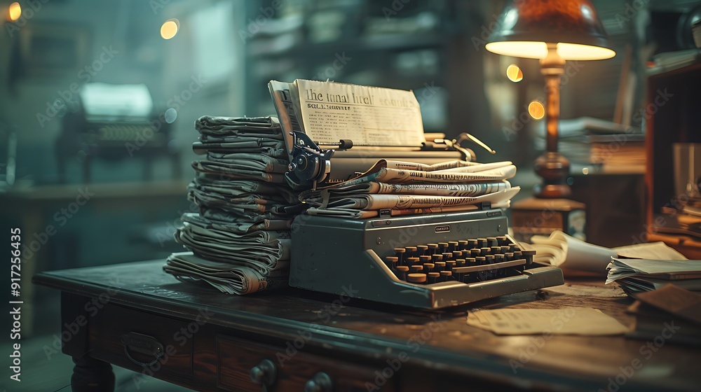 A detailed photograph of a stack of newspapers with recession headlines ...