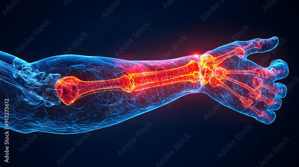 Transparent Arm with Glowing Red Pain Shows Inflammatory Response in ...