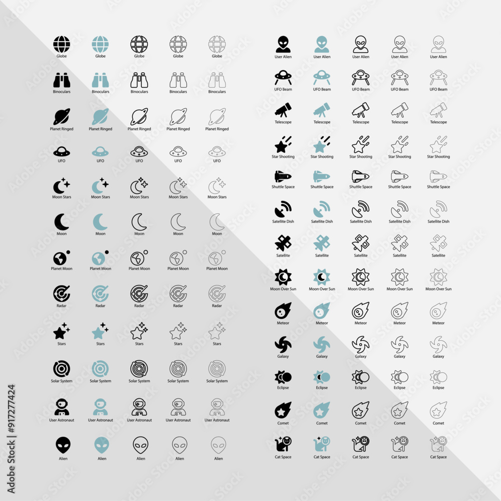 25 Astronomy Icons in 5 different variations for web applications and ...