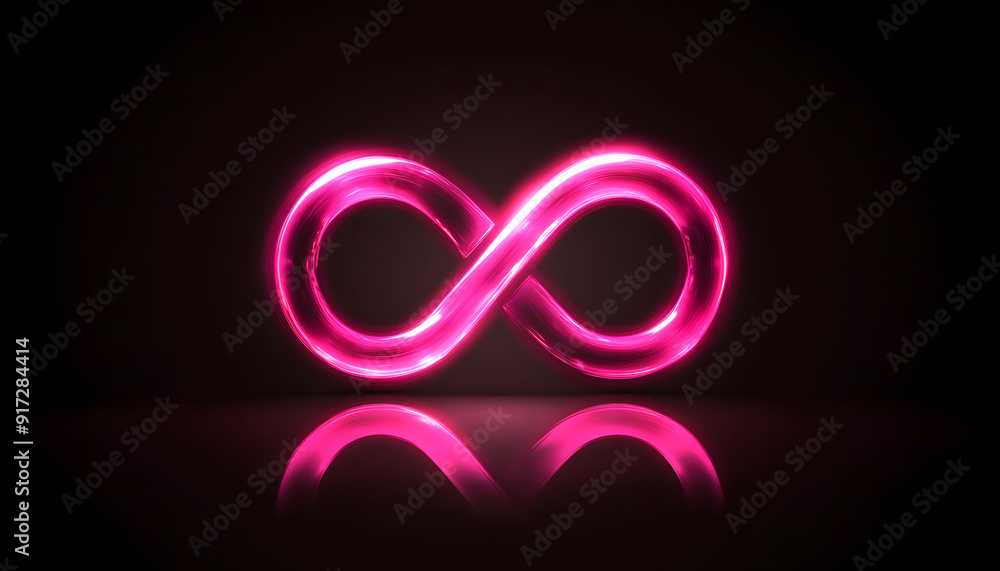 pink infinity symbol made of glowing particles on a black background ...