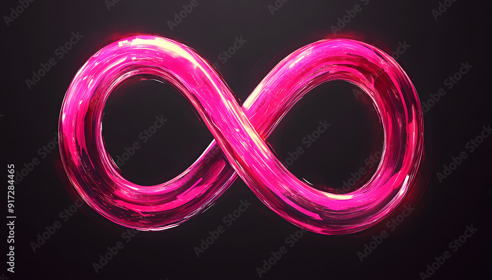 pink infinity symbol made of glowing particles on a black background ...
