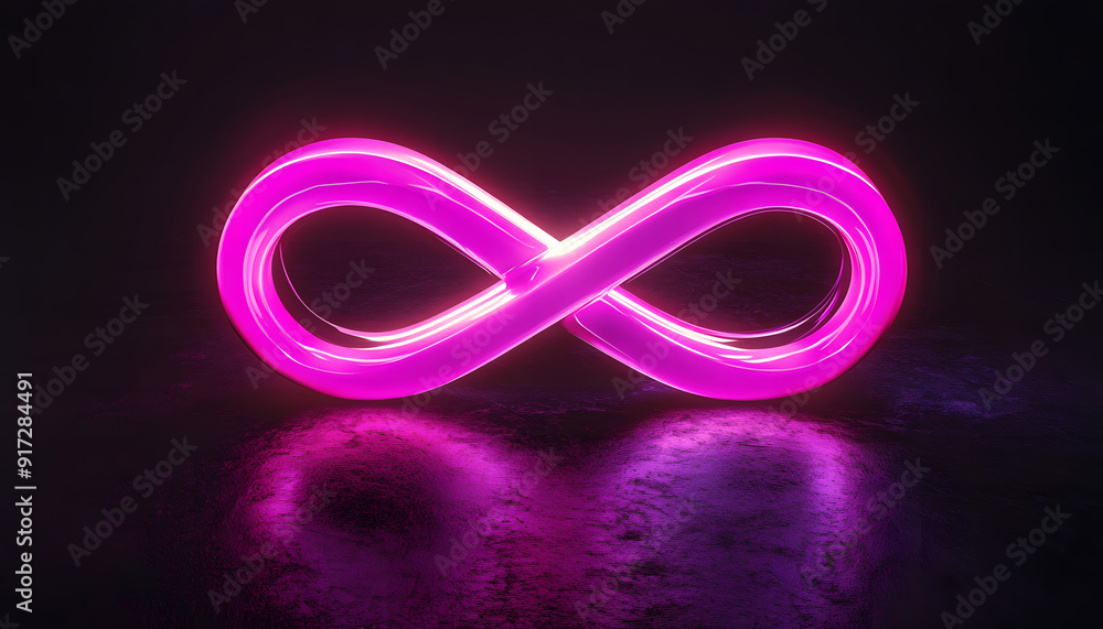 pink infinity symbol made of glowing particles on a black background ...