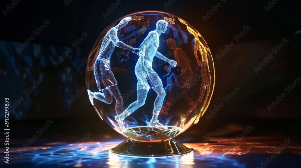 Crystal ball with holographic projections of Olympic events inside ...