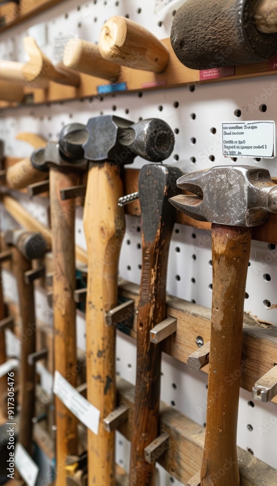 Specialized Hammers Display in a Hardware Store for Various Uses ...