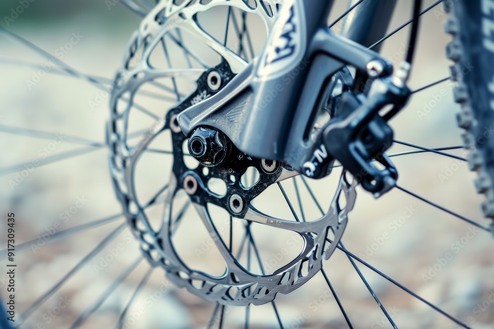 Ultra sharp close-up showcasing a road bike's brake system ...