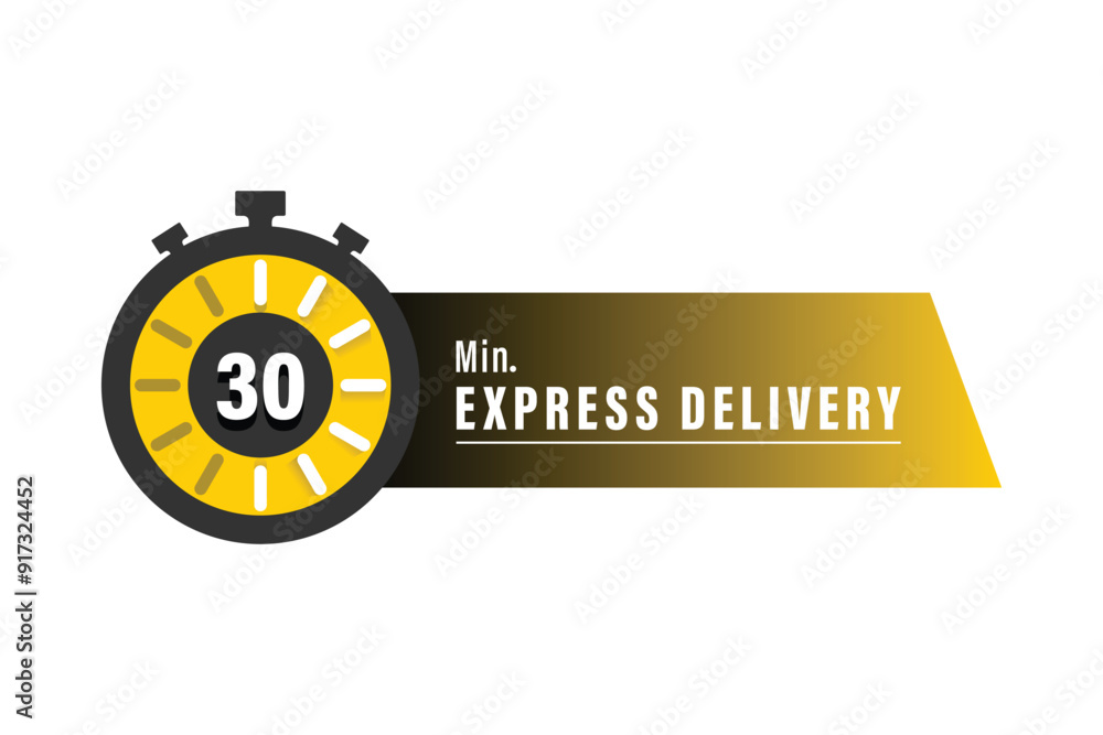 30 minute express delivery sticker, Timer, clock, stopwatch isolated on ...