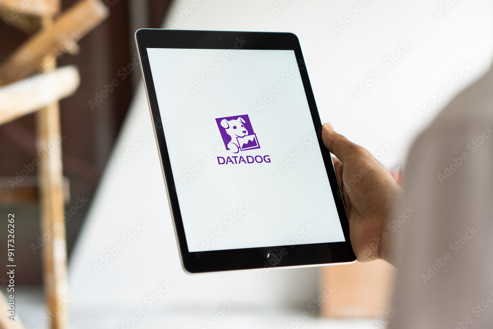 Dhaka, Bangladesh- 11 Aug 2024: DataDog logo is displayed on iPad ...