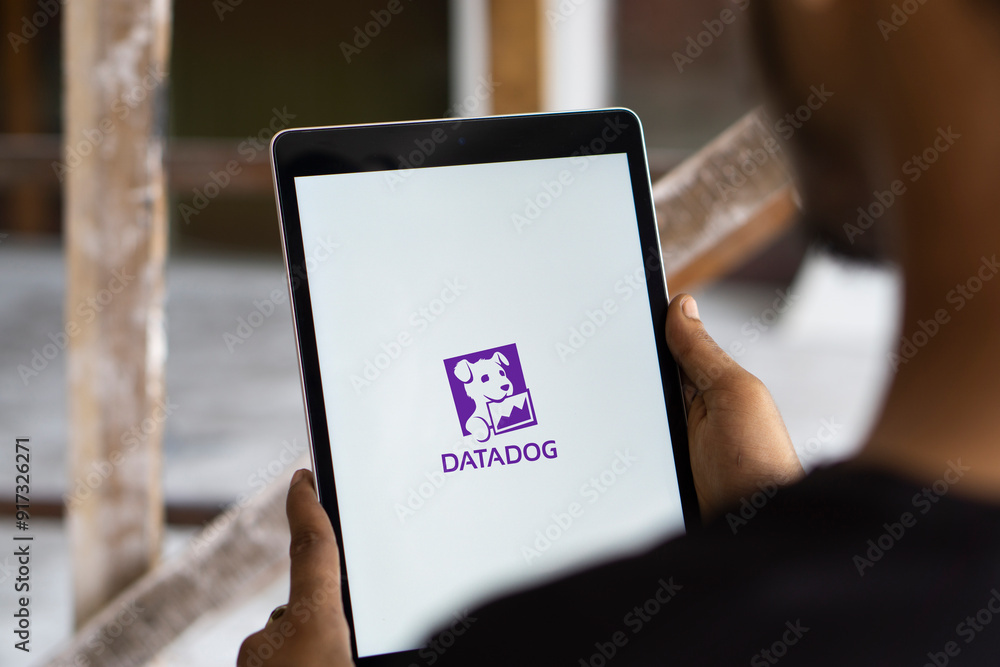 Dhaka, Bangladesh- 11 Aug 2024: DataDog logo is displayed on iPad ...