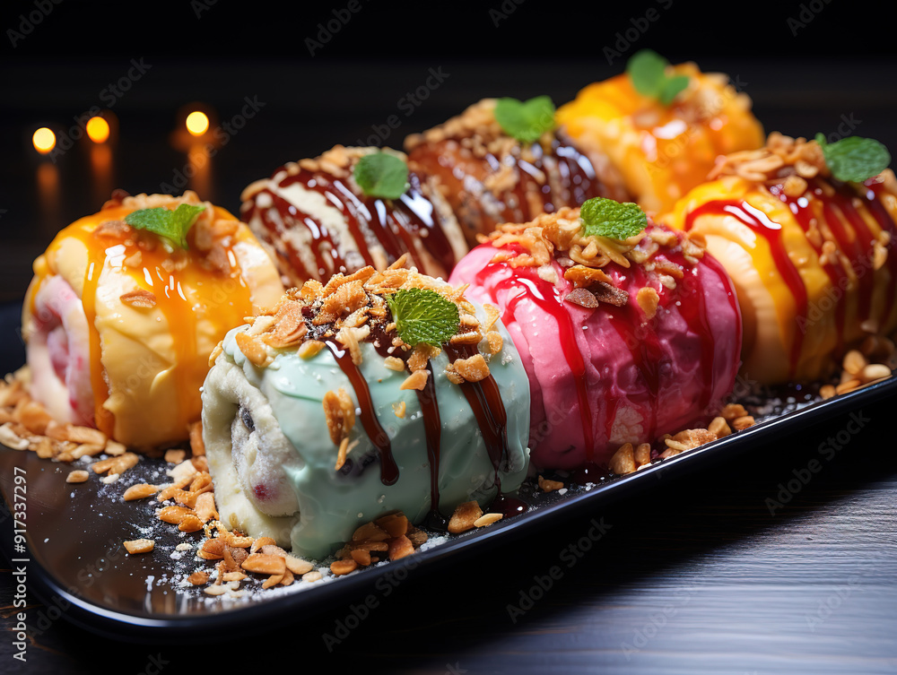 Awesome Stir-fried ice cream rolls at freeze pan, Rolled ice cream ...