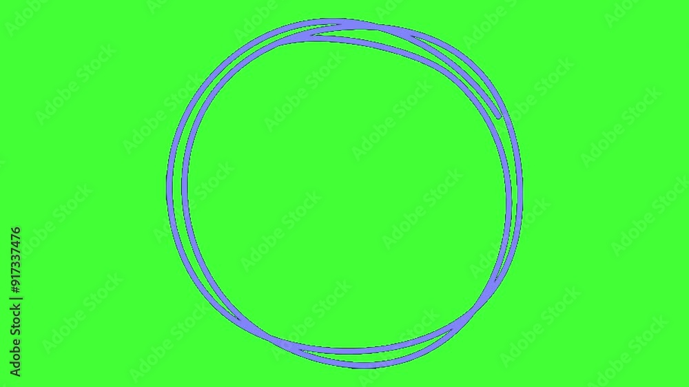 Hand drawn purple circle animation 4K. circle on green. zero. make a ...