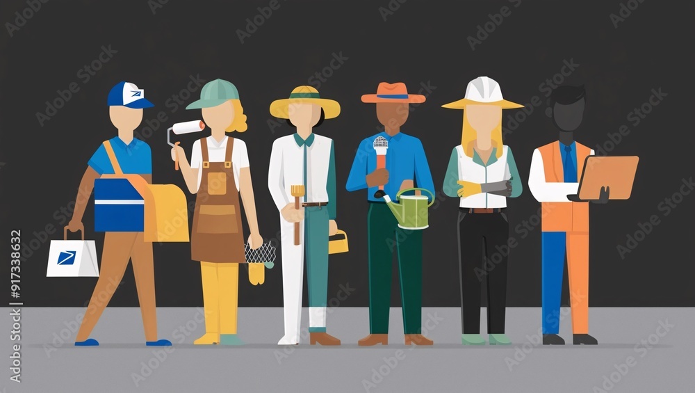 Simple abstract human-like characters in different colors with simple ...