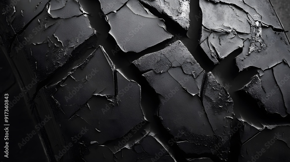 A close up of the inside structure of an old black tire with worn out ...