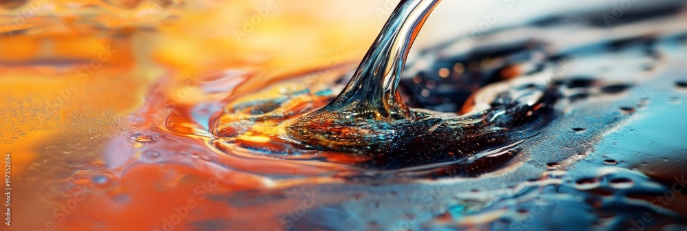 Abstract Liquid Art: Colorful Swirls and Drops - A close-up of vibrant ...