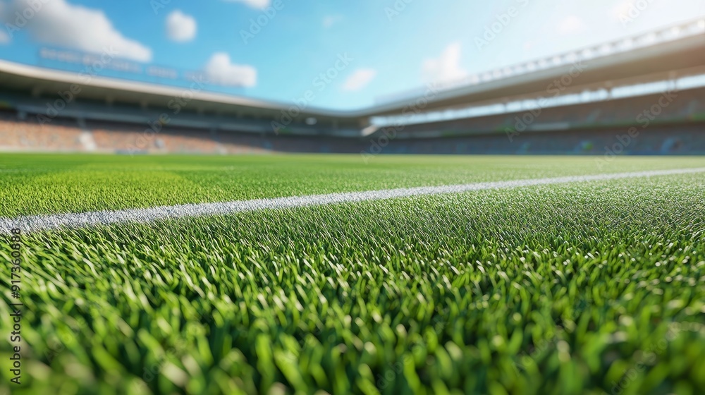 Green Grass Field at Football Stadium Closeup - Close-up shot of the ...