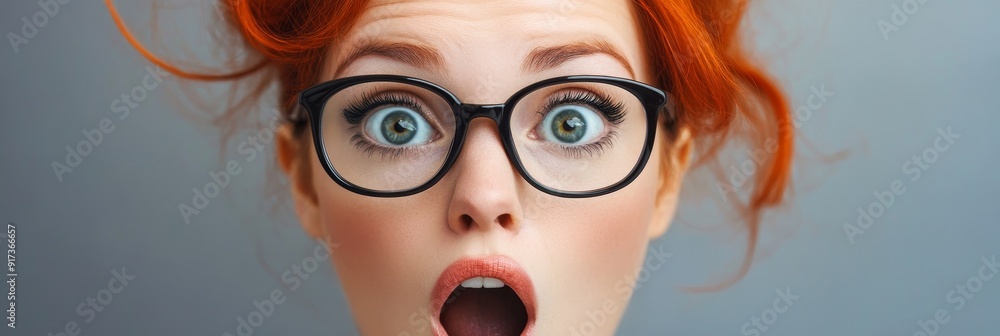 Shocked Woman with Glasses - Surprise and Wonder - A young woman with ...