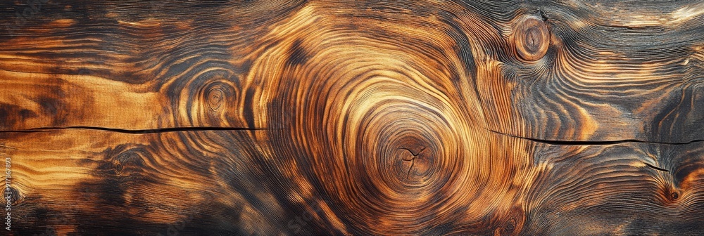 Unique Wood Texture with Knot and Burned Pattern - A close-up of a ...