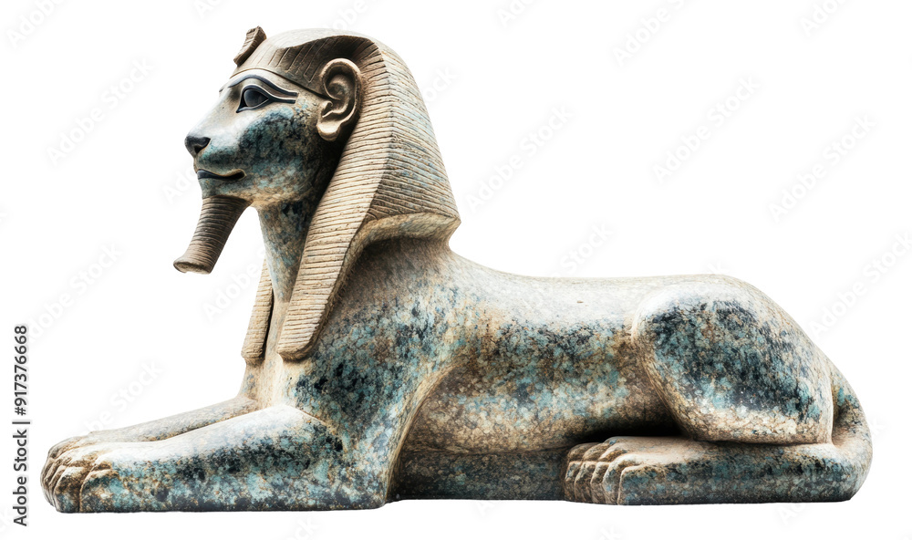 Ancient sphinx sculpture depicting a lion with a human head, showcasing ...